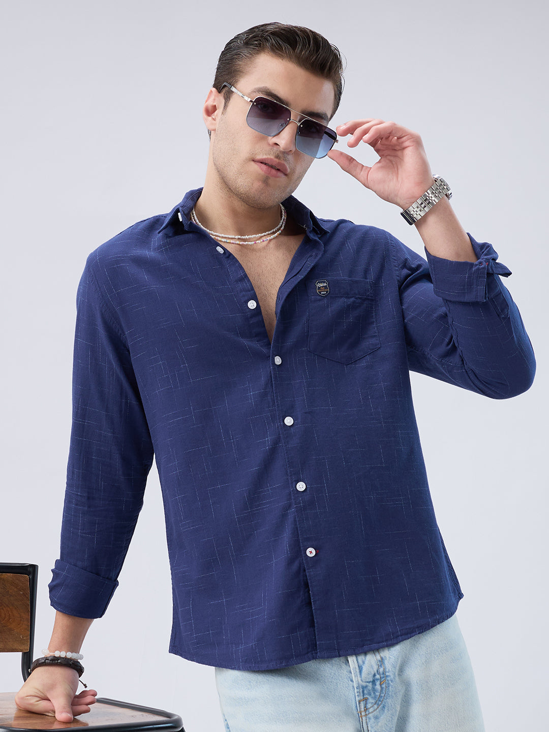 Subtle Deep Blue Printed Shirt – Vastrado
